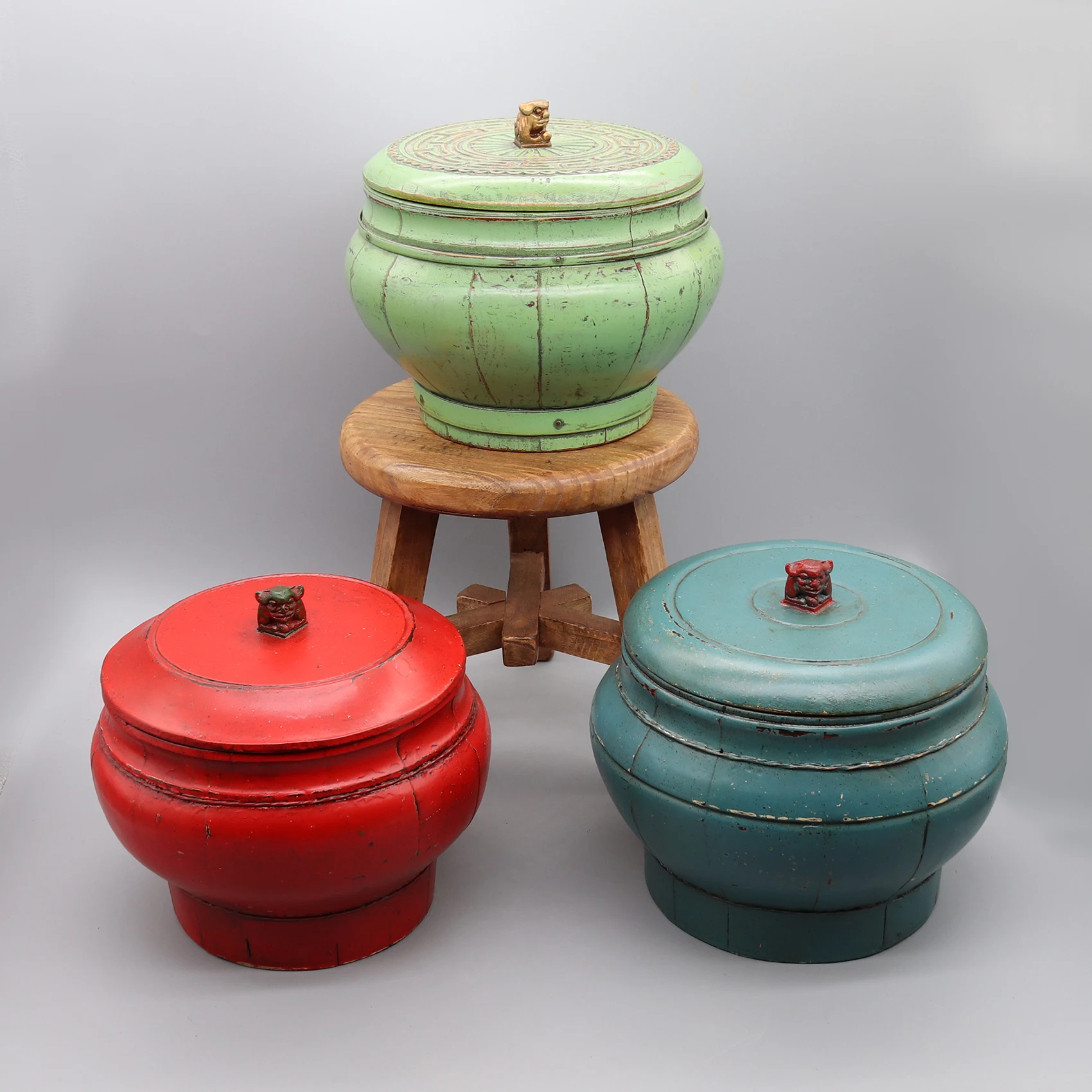 Antique-home-decor-chinese-lion-head-bucket-old-wooden-bucket-Chinese ...