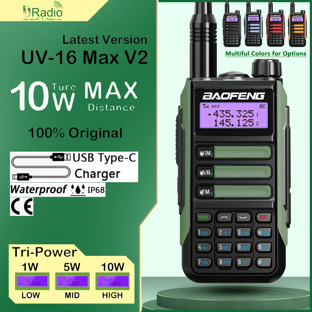 Baofeng-UV-16-Plus-V2-Walkie-Talkie-10W-UV16-Max-Mate-Carregamento ...