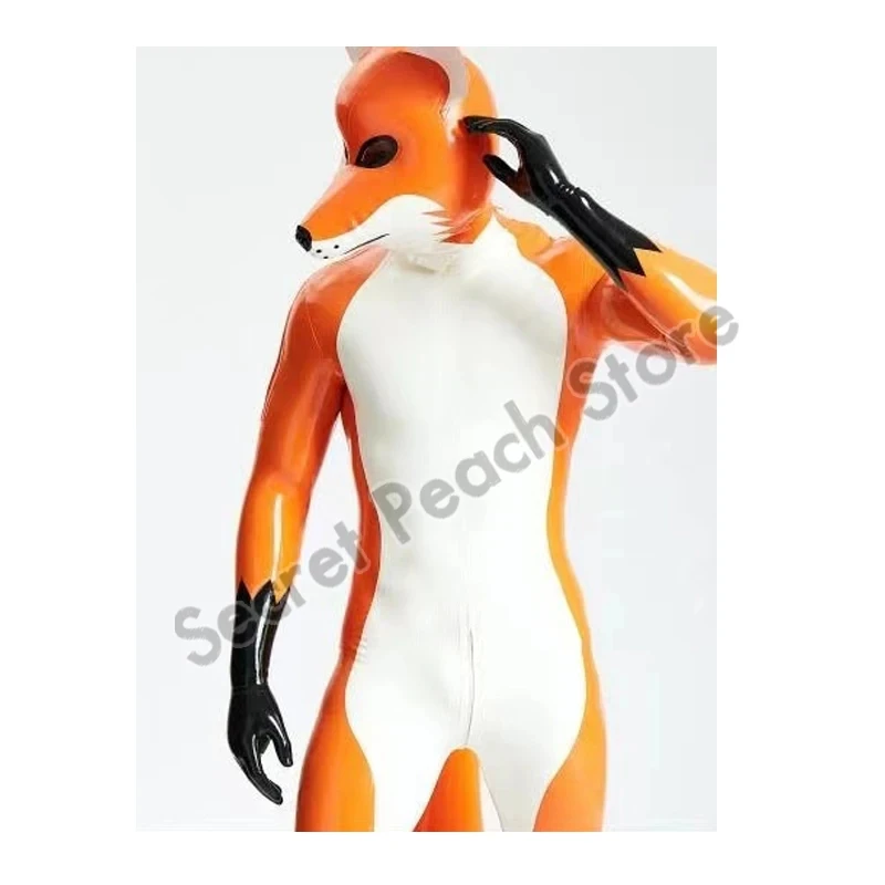 Men-Latex-Catsuit-Cosplay-Fox-Suit-Tail-Inflatable-Rubber-Suit-With-Fox ...