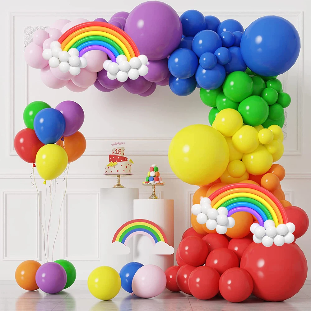 Colorful-Rainbow-Matte-Balloons-Garland-Arch-Kit-DIY-Latex-Happy-Birthday-Party-Balloons ...