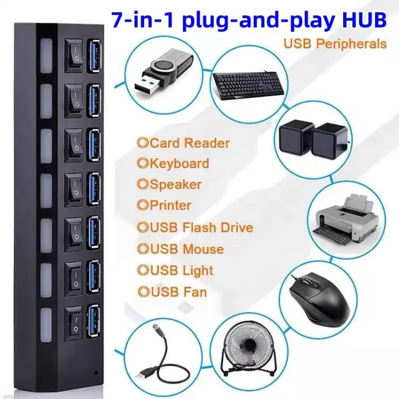 With-Switch-HUB-7-port-USB-Hub-Computer-USB-Extension-Hub-One-Drag ...