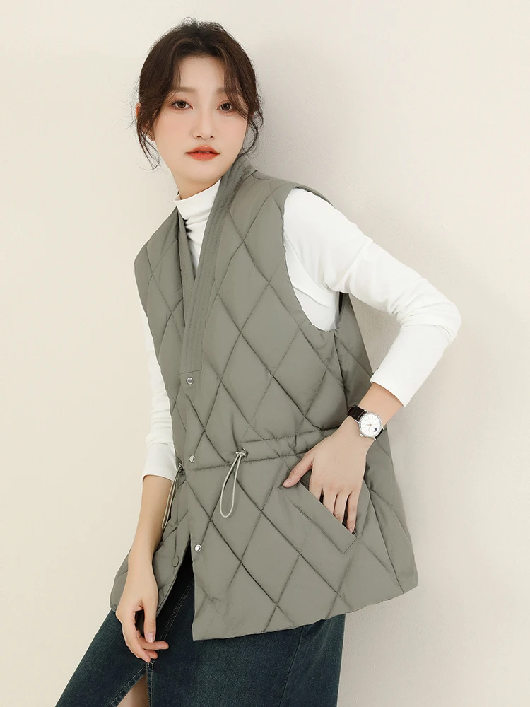 HCXR-Women-Padded-Coat-2023-Winter-French-Style-V-neck-Elegant-Down ...