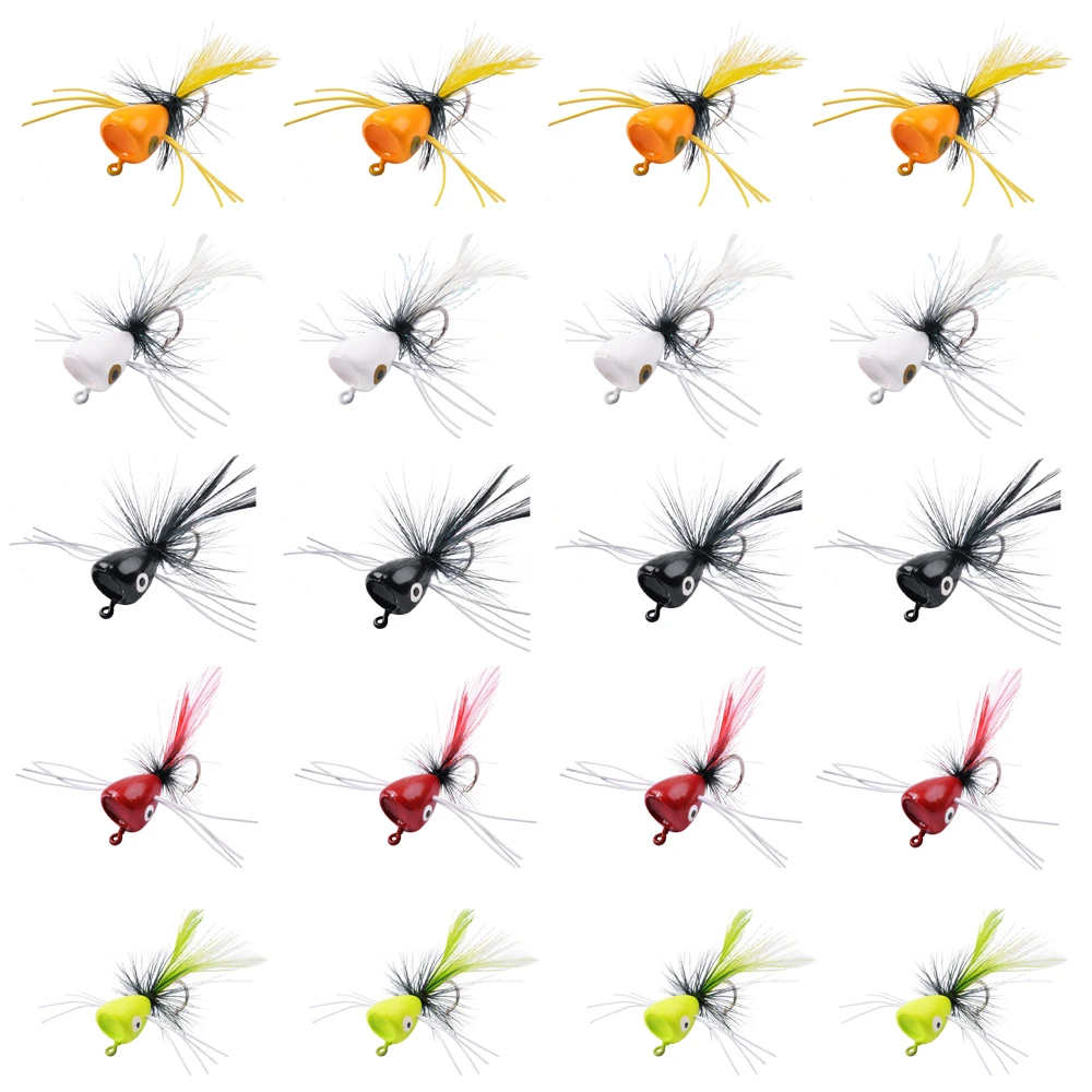 5Pcs Foam Fly Fishing lures Poppers Topwater Floating Dry Flies Bugs ...