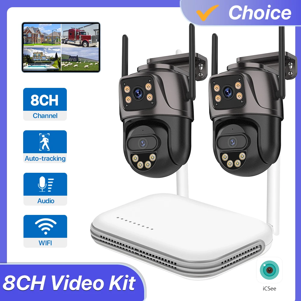 8CH-NVR-Video-6MP-HD-Wireless-IP-Camera-Dual-Lens-Security-Proction-PTZ ...