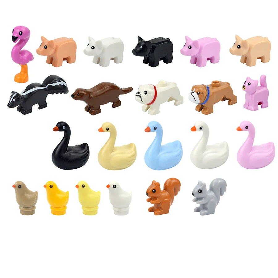 1Pcs-MOC-City-Animal-Building-Blocks-Swan-Chicken-Dog-Pig-Figuers-Farm ...