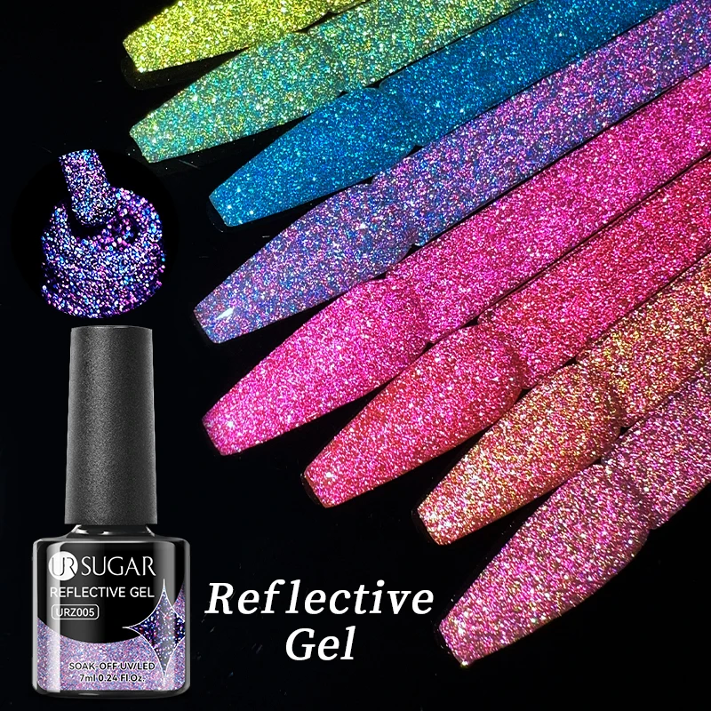 UR-SUGAR-Pink-Reflective-Glitter-Gel-Sparkling-Sequins-Gel-Nail-Polish ...