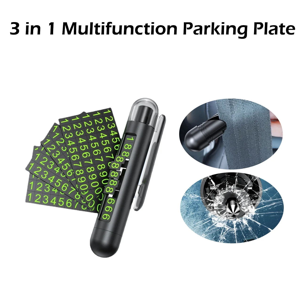 3 in 1 Multifunctional Car Safety Hammer Temporary Parking Plate ...