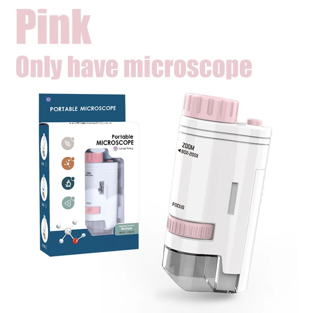 60-200X Pocket Microscope with LED Light Portable Electric Mini High ...