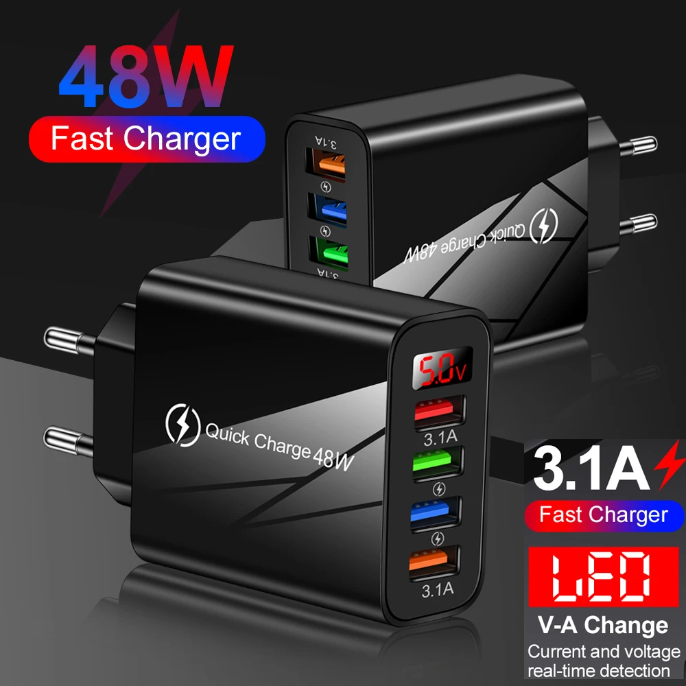 4 usb Charger Digital Display Frequency Conversion Mobile Phone Charger ...