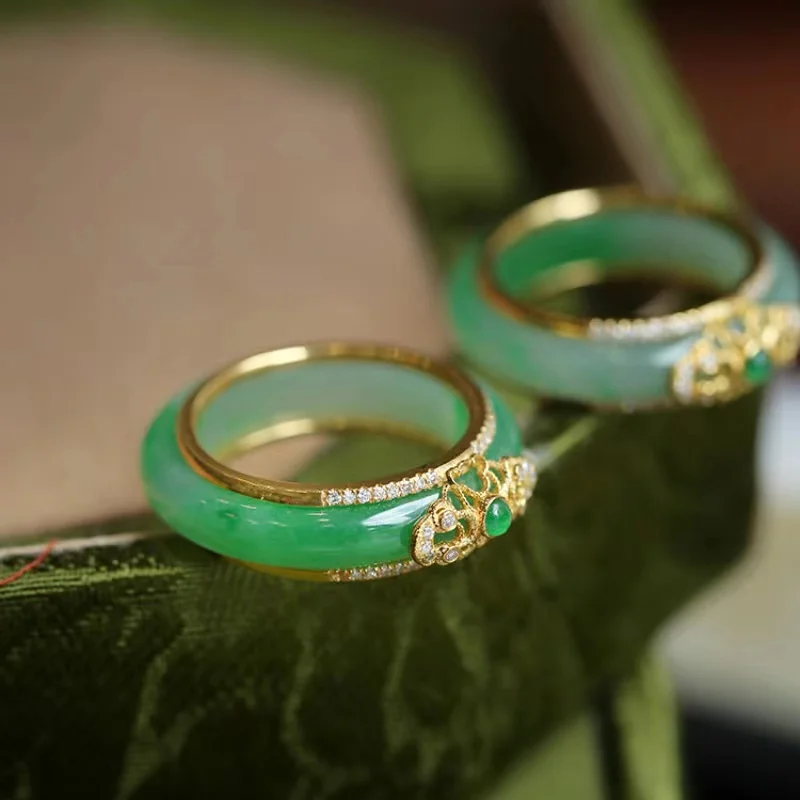 Anillo-de-Calcedonia-de-Jade-verde-Natural-para-mujer-joyer-a-de-boda ...