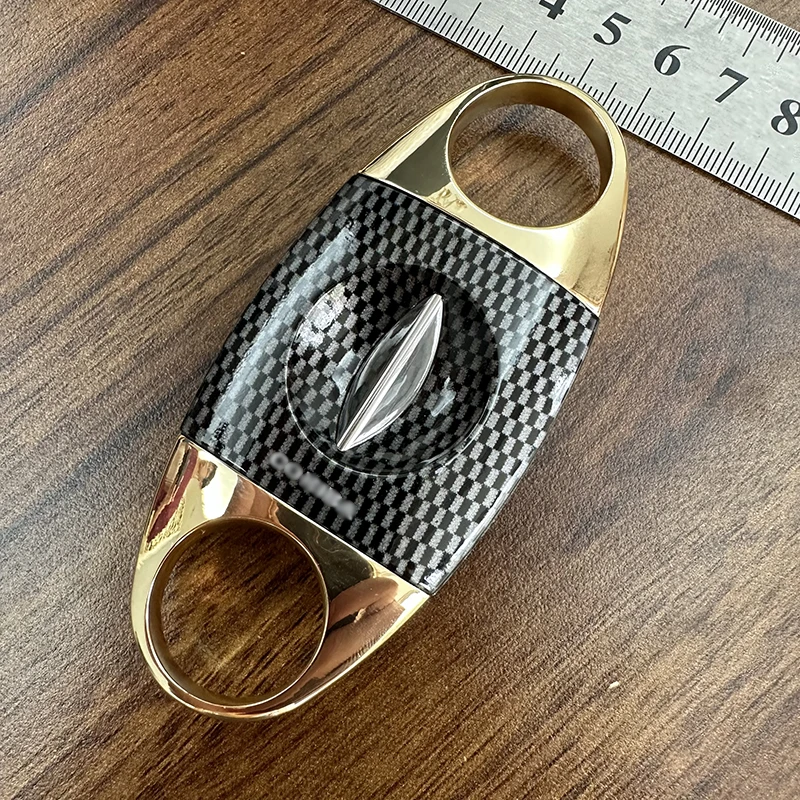 Carbon-Fiber-Pattern-V-Cut-Cigar-Cutter-Stainless-Steel-Cigar-Scissors ...