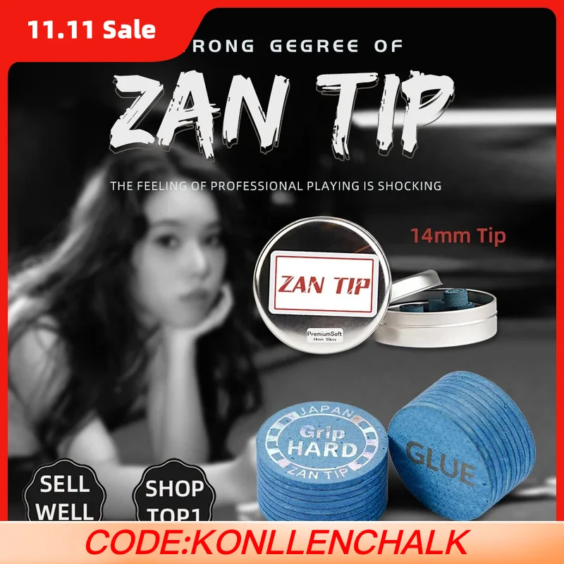 Zan Tip Premium 14mm Pool Cue Tips Super Zan Tip Standard Professional ...