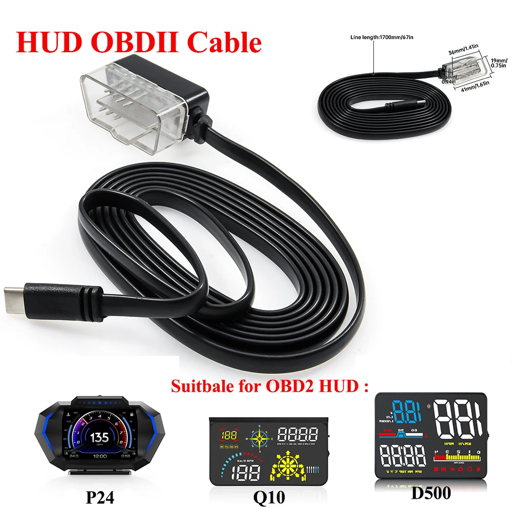 For-HUD-P24-Car-Head-Up-Display-Cable-Type-C-Connecting-Cable-OBDII ...