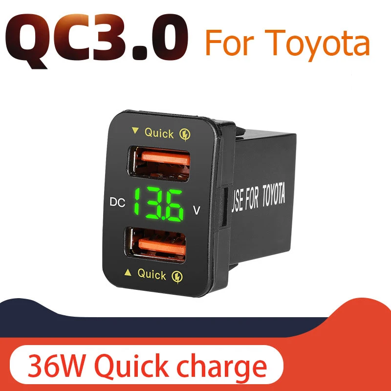 Dual Usb Qc Car Socket Charger 12-24v Voltmeter Led Car Accessories ...