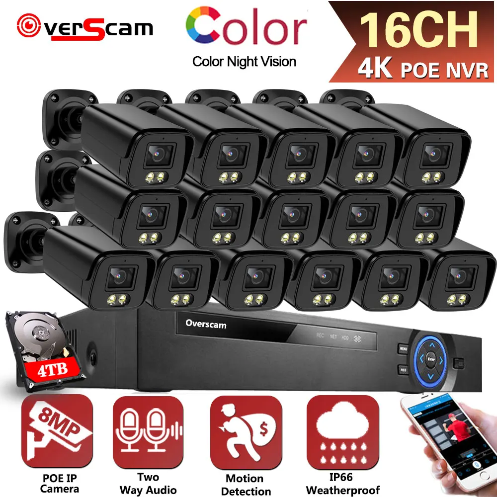 16CH-4K-POE-NVR-Kit-Security-Color-Night-Vision-Camera-System-Two-Way ...