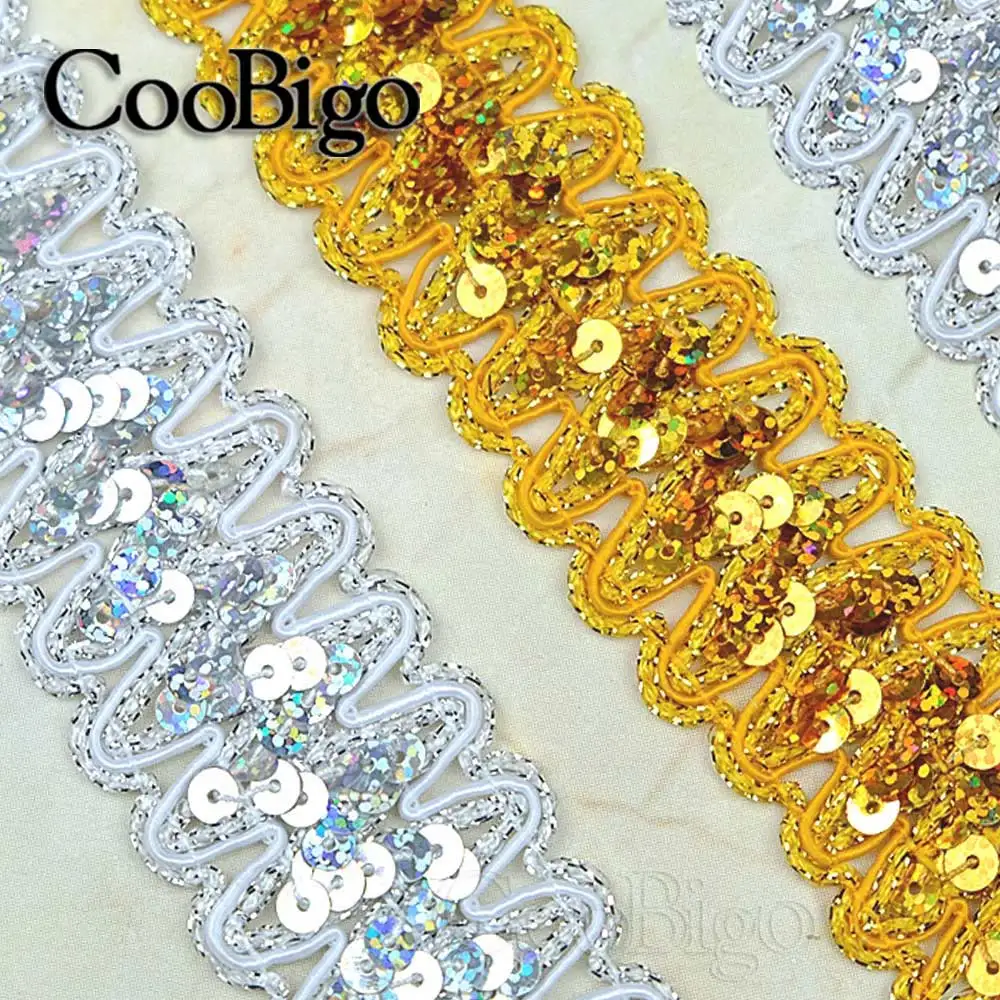 13Meters Laces Ribbon Sequin Braided Trim Lace Fabric Stage Performance ...
