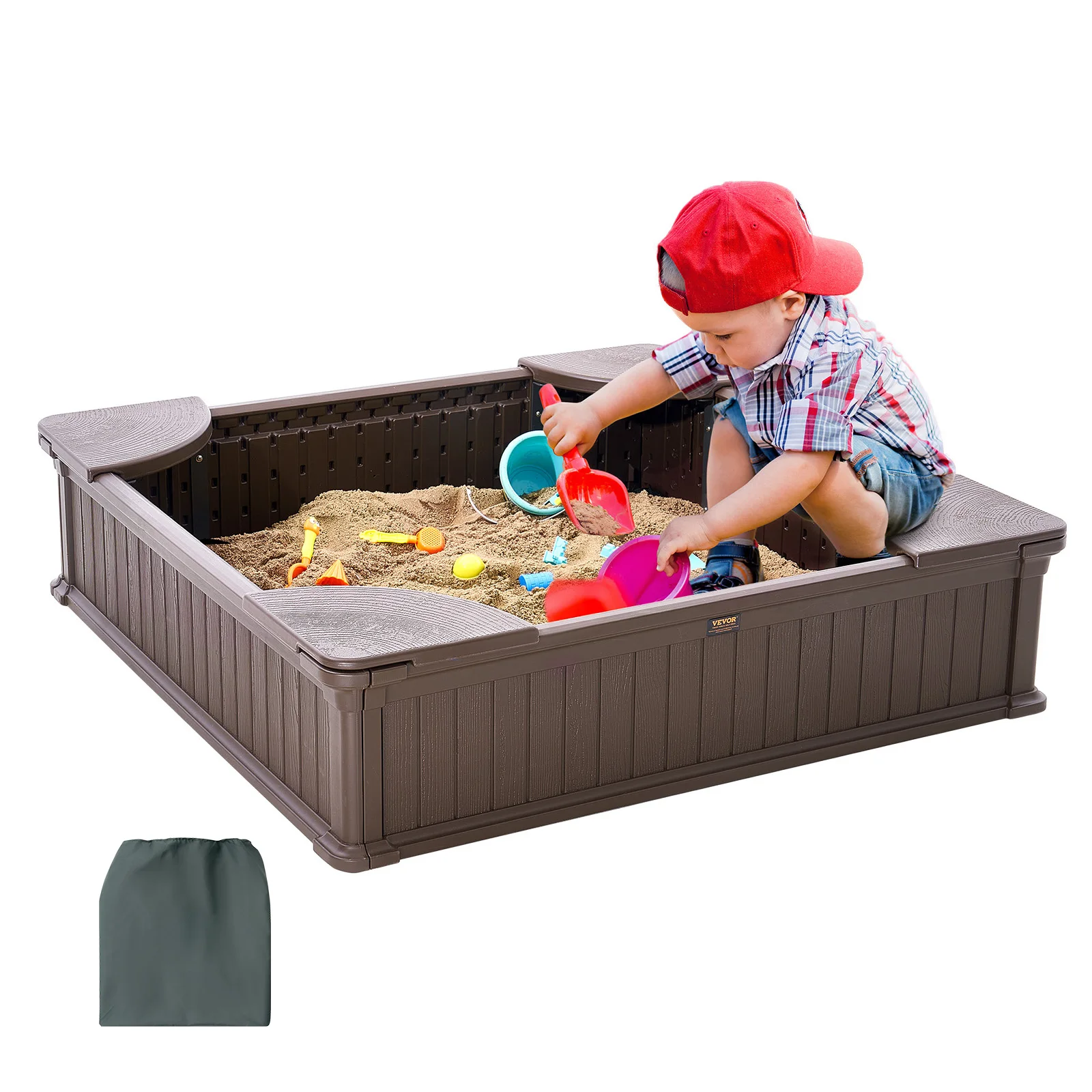VEVOR Kinder Sandbox mit Deckel und Sitzflächen für Spielspaß - Spiele Max