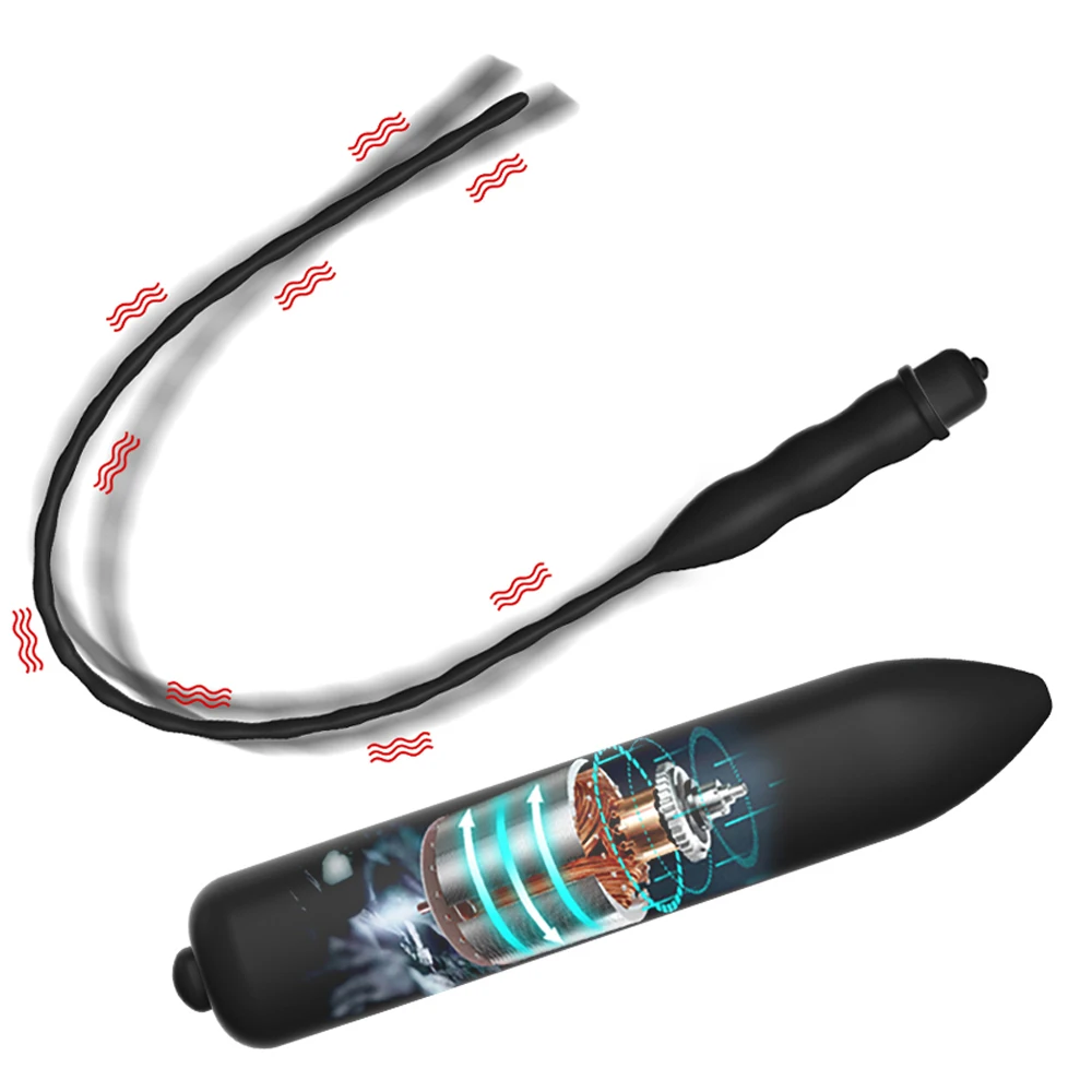 Male Penis Plug Vibrator Urethral Dilators 10 Speed Vibrating Insertion ...