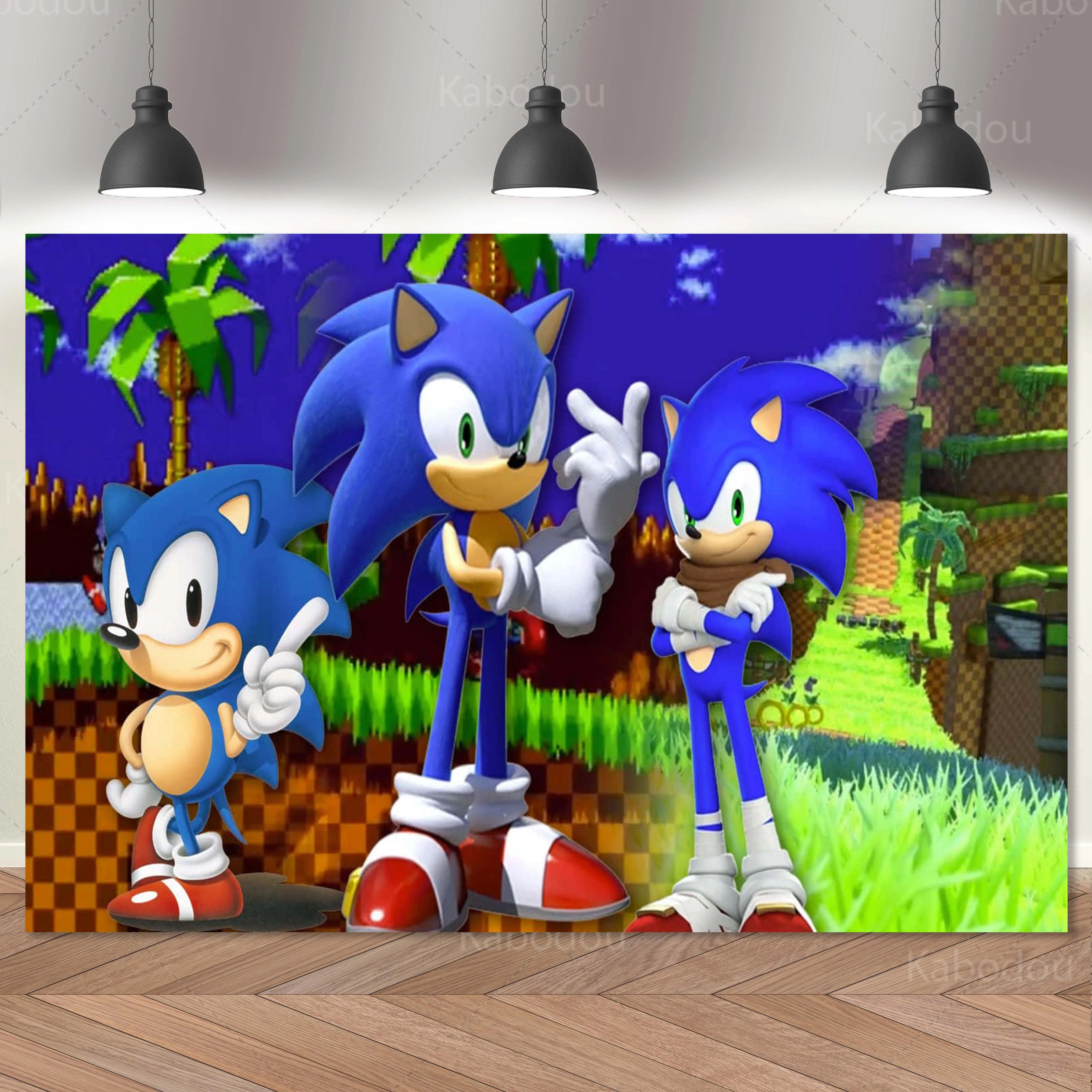 Fondo de Sonic para fiesta de cumpleaños de niños, decoración con ...