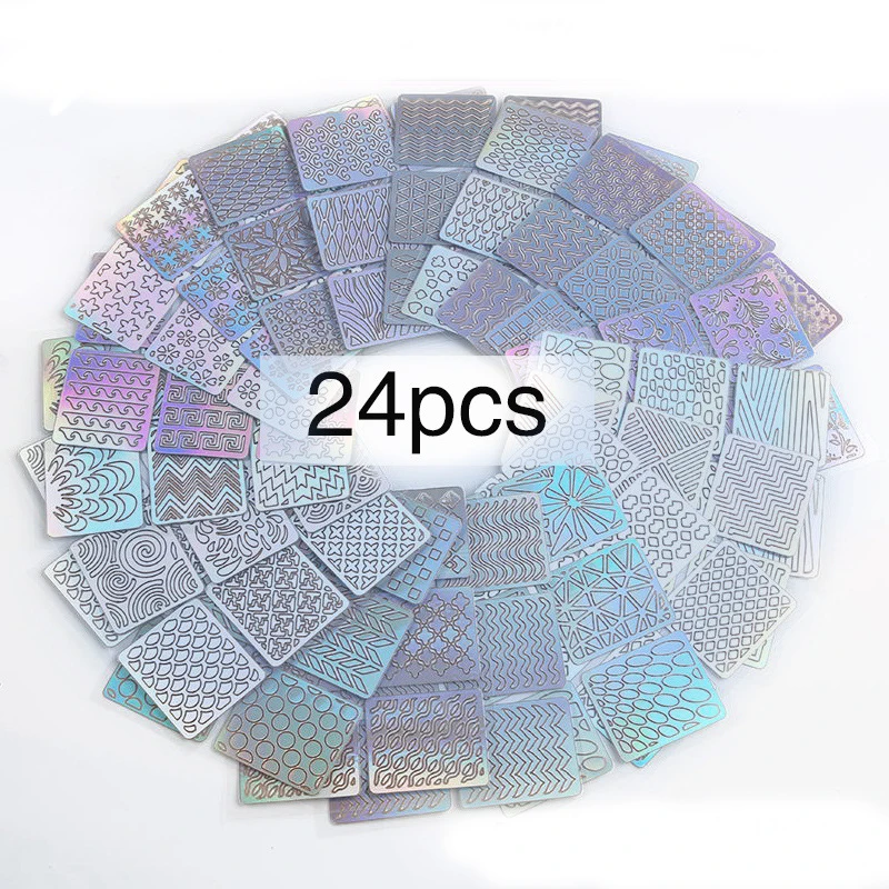 24Pcs Fashion Women Nail Art Stencil Manicure Tools Irregular Grid ...