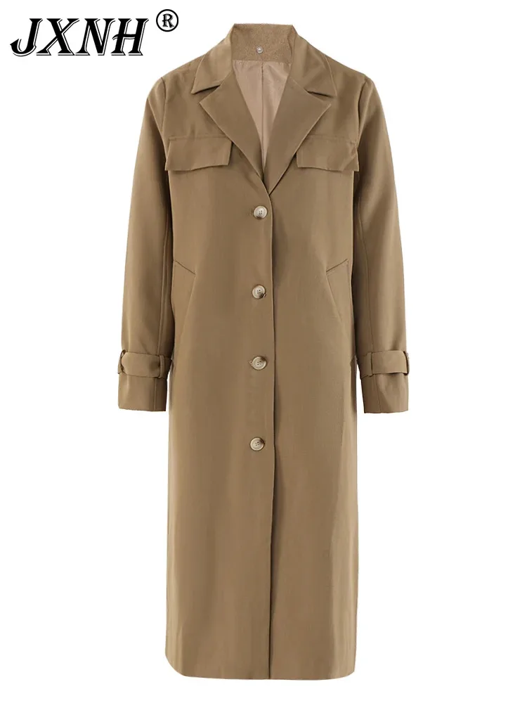 Gabardina-Con-Cuello-Desmontable-Para-Mujer-Abrigo-Holgado-Manga-Larga ...