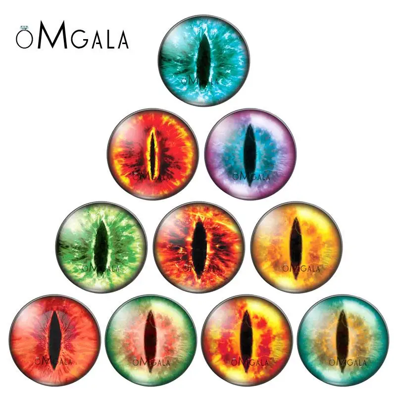 10pcs Round 10 12 14 16MM Glass Dragon Cat Eyes Cabochon Charms ...