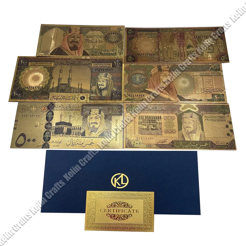 6-Designs-Saudi-Arabia-Gold-Banknote-Gold-Riyals-Banknote-Bills-For ...