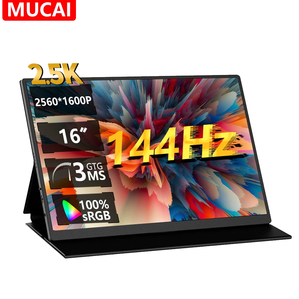 MUCAI 16 lnch Portable Monitor 2 5K 144Hz Game Screen 2560 1600 16 10