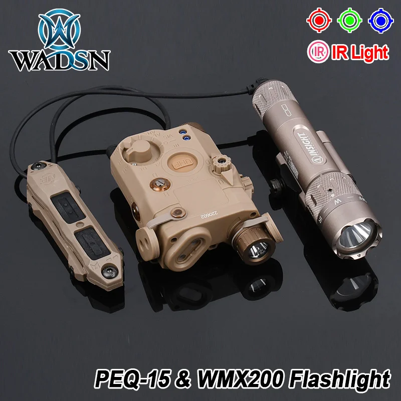 WADSN-Tactical-PEQ-15-Red-Green-Laser-With-WMX200-Flashlight-IR-LED ...