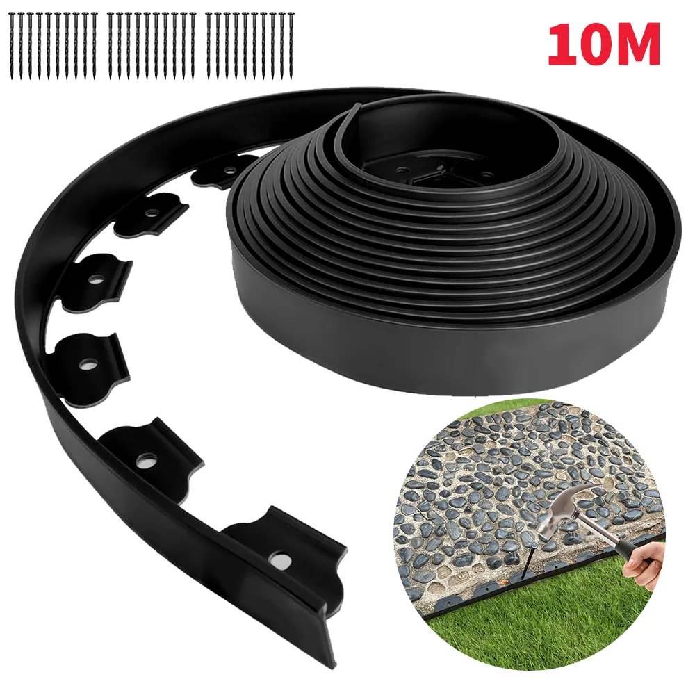 33FT-Garden-Edging-Border-30-Stakes-L-shaped-Stone-Grass-Barrier ...