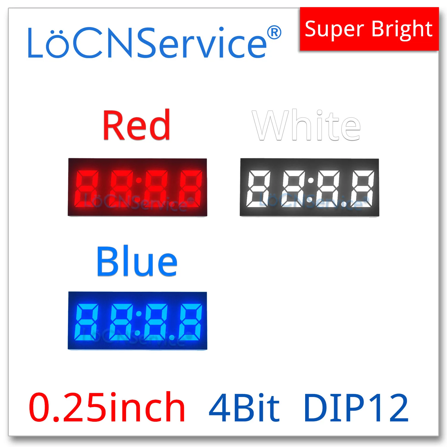 LoCNService-30PCS-0-25Inch-Digital-Tube-LED-Display-4-Bit-Red-Blue ...
