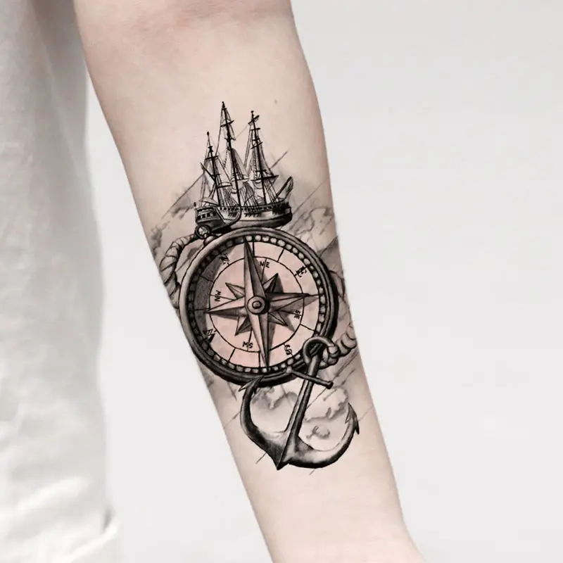 Compass And Anchor Tattoo Designs
