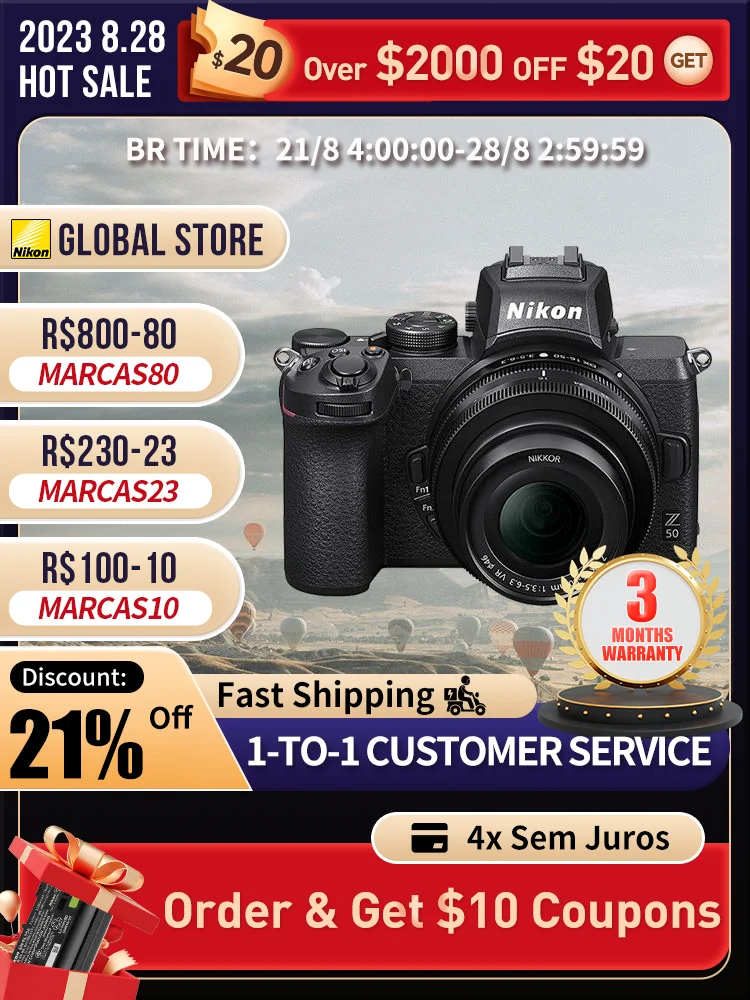 NIKON Z50 Entry-Level Mirrorless Cameras For Beginners 4K HD Live Travel Vlogs With Lens Kit ...