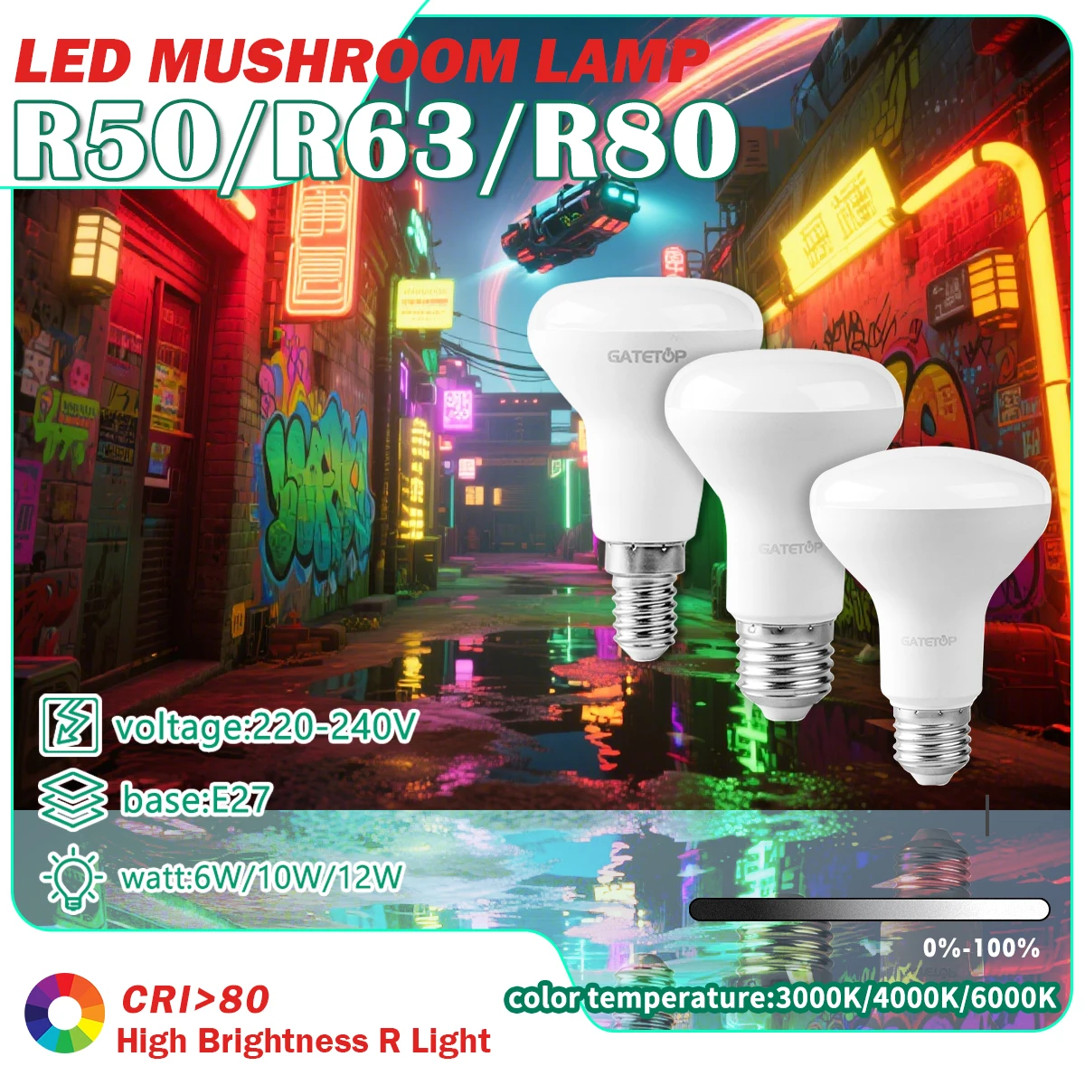 10Pcs Hight bright LED Bulb Bath Lamp Mushroom E27 E14 R50 R63 R80 AC ...