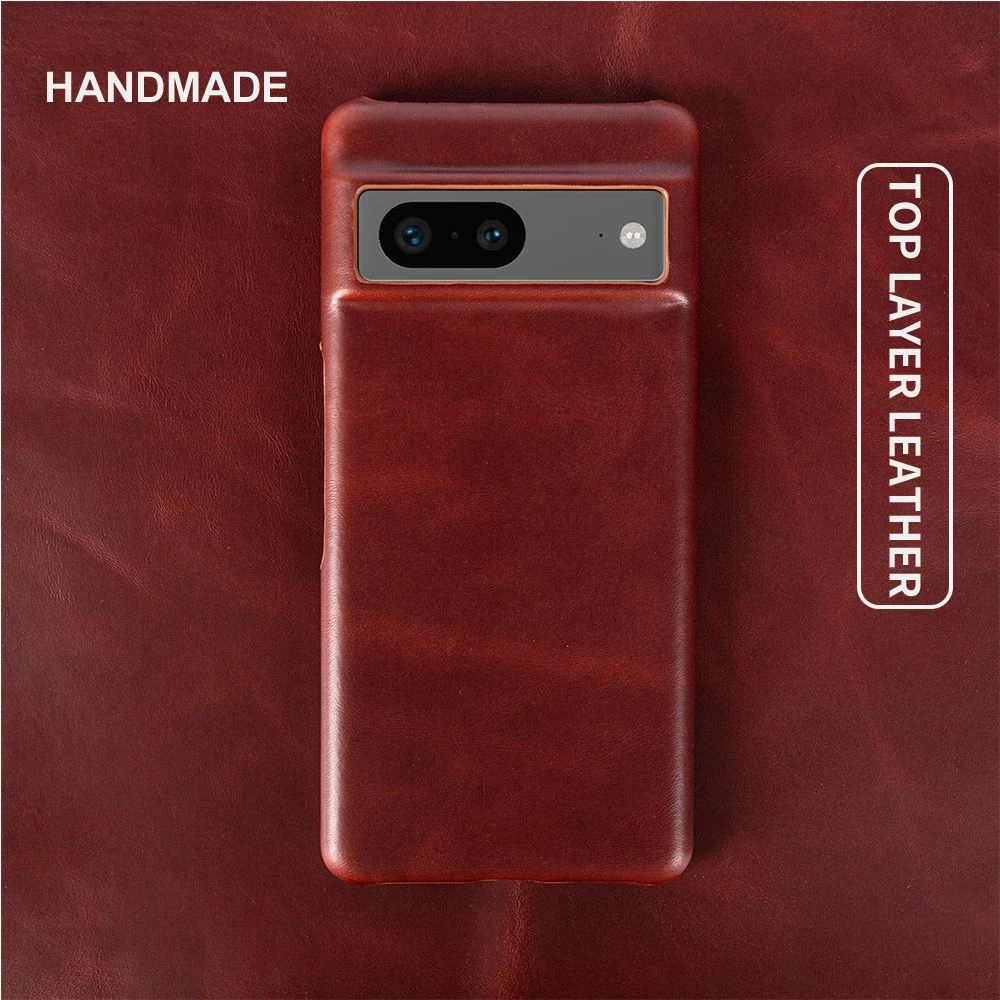 For Google pixel 7 Case Luxury Oil Wax Genuine Leather Cover Pixel 6A ...