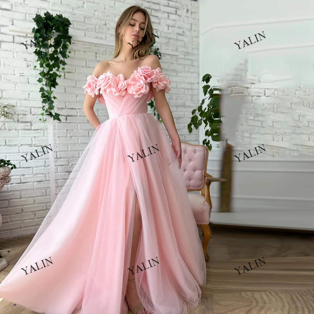 Baby Pink Princess Prom Dresses