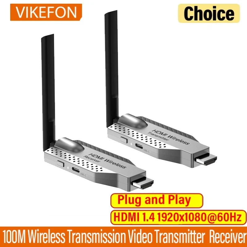 1080P 100M Wireless HDMI-Compatible Video Audio Transmitter Receiver ...