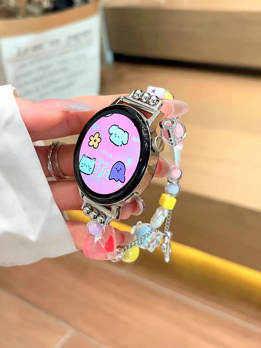 Elastic-Beading-Chain-Strap-for-Samsung-Galaxy-Watch-6-5-4-3-Active ...