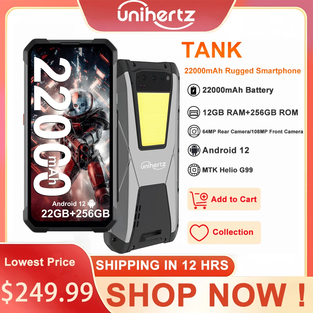 Unihertz TANK Smartphone robusto per visione notturna, telefono ...