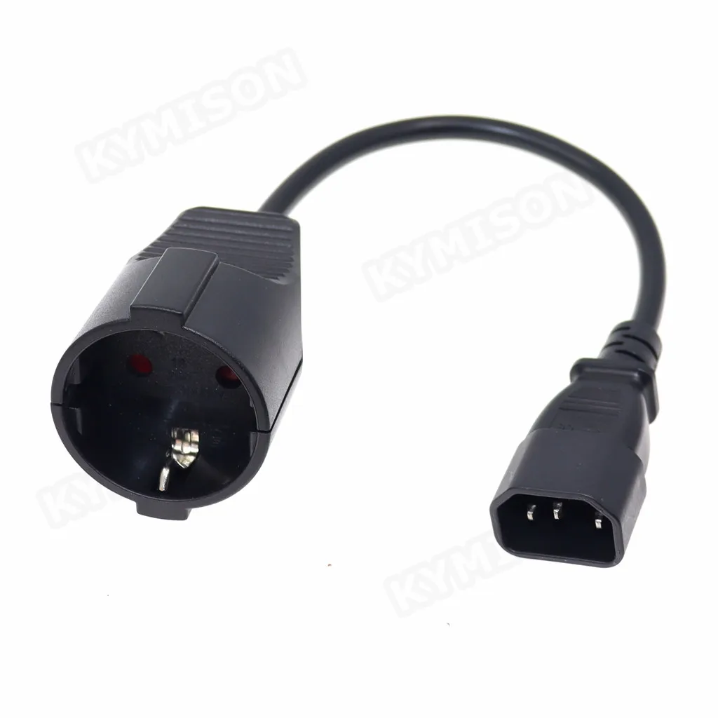 EU European Schuko Socket to IEC320 C14 male Plug PDU UPS AC Power Cord ...