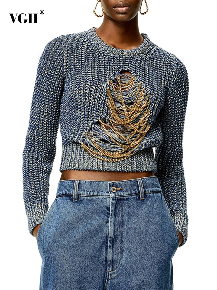 Pullover Fashion Chain | Womens Sweaters V Ne K | Chain Sleeve Sweater ...