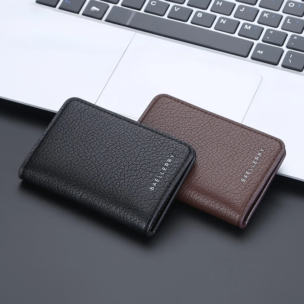 Men's Thin Lychee skin pattern Card Wallet - Korean Style Multi ...