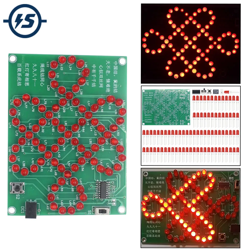 DIY-Electronic-81-LED-Kit-Chinese-knotting-Water-Lamp-Soldering-Project ...
