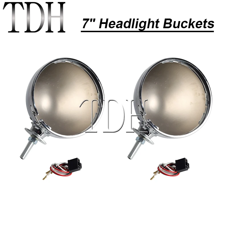 Dietz Style 7" Headlight Buckets Assembly w/ Wired for Hot Rods Car 7 ...