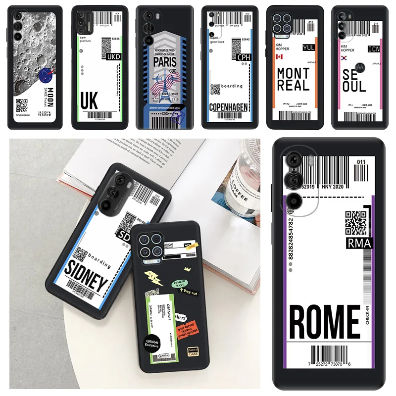 MONTREAL SIDNEY Travel Ticket Label Casos de telefone para Motorola ...