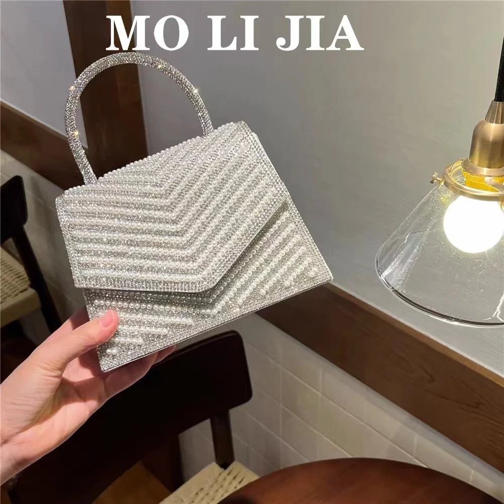 Luxury-Women-Fashion-Handbag-Pearl-Beaded-Square-Bag-Glitter-Shiny ...