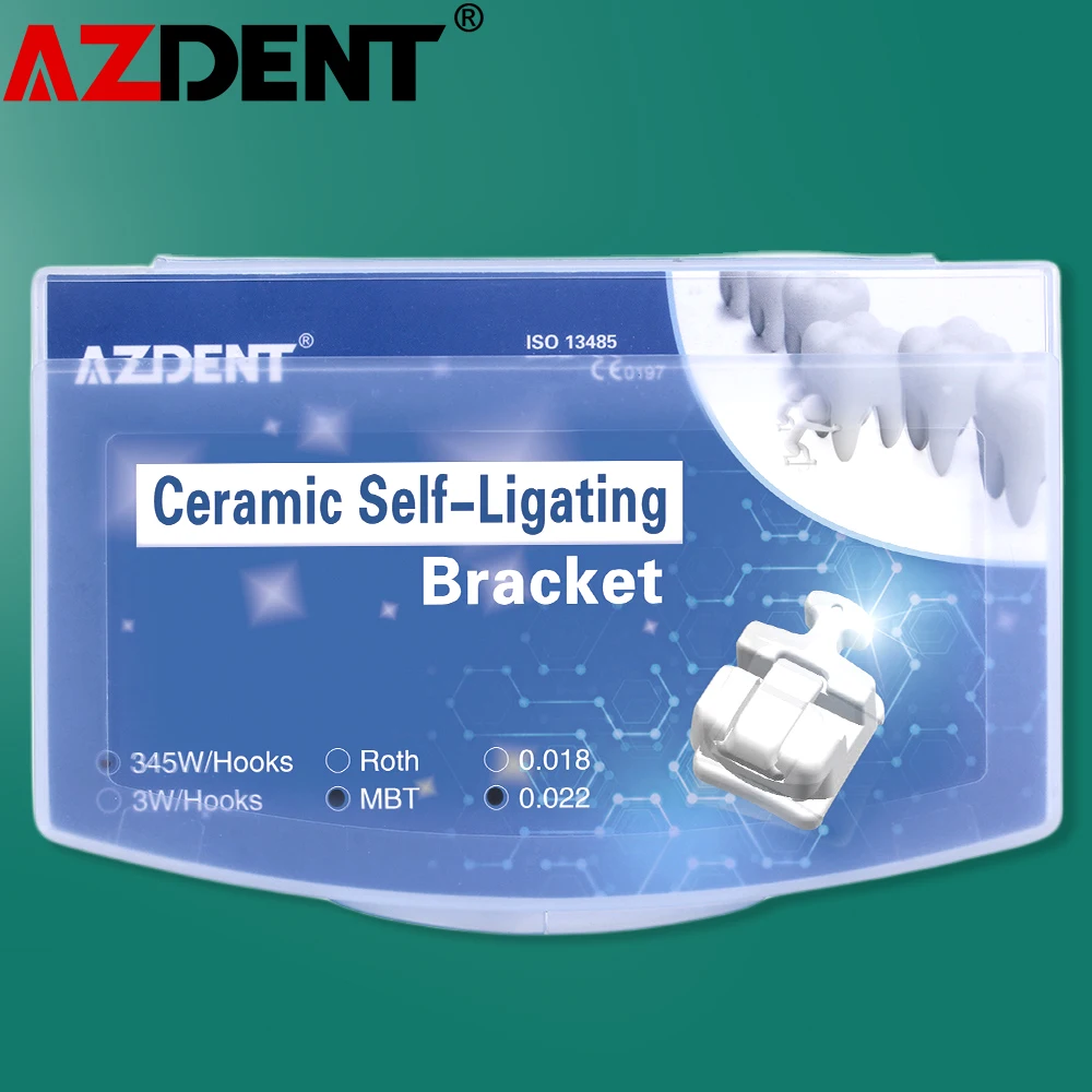 Azdent Dental Self-Ligating Orthodontic Ceramic Bracket Roth / MBT 0. ...