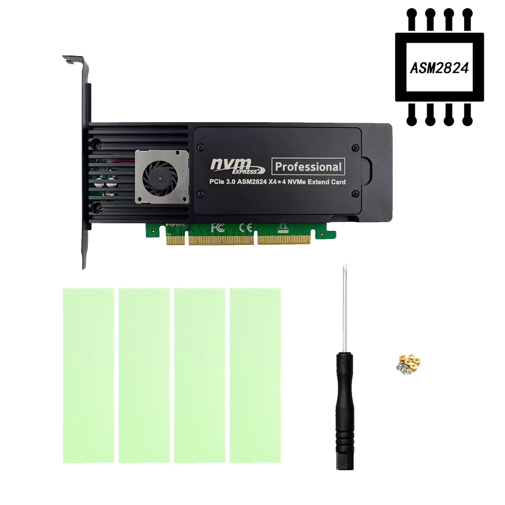핫 플러그 PCI e PCI 익스프레스 3.0 M2 Pcie 어댑터, 고속 ASM2824 프로세서 지원, M.2 NVMe SSD ...