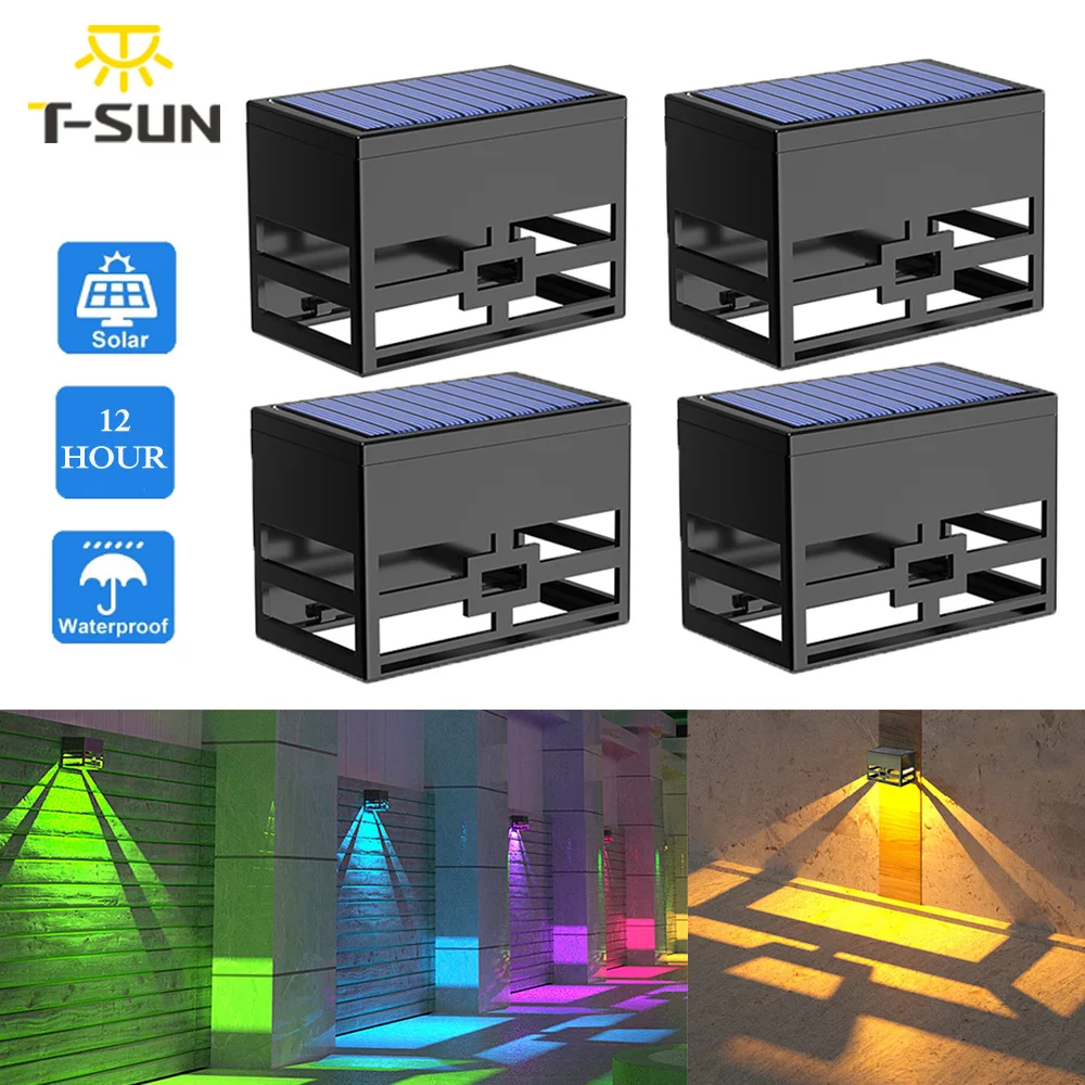 T-SUN-2-4-Packs-RGB-Solar-Wall-Lights-Outdoor-Fence-Lights-LED ...