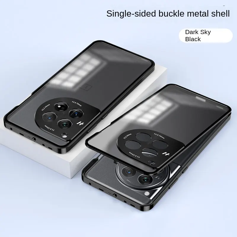 OnePlus-12R-CPH2609-5G-Case-Shockproof-Magnetic-Metal-Bumper-with-Clear ...